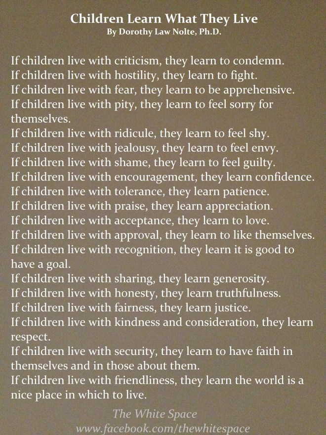 Children Learn What They Live | The Holly Tree Tales